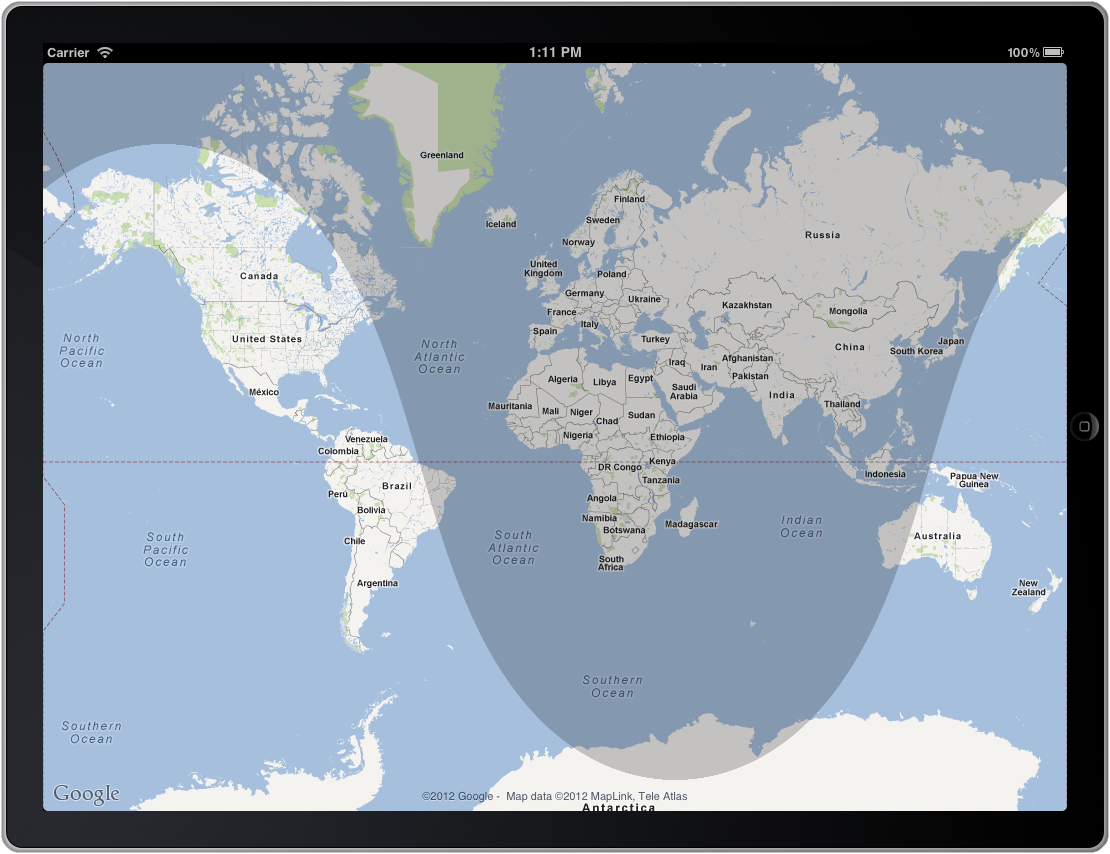 GitHub - johnboiles/JBDaylightOverlay: An overlay for MapKit that shows ...